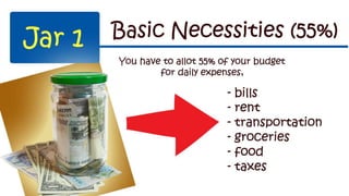 How to budget your money using jars | PPTX | Financial Industry ...