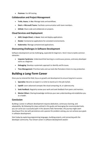 How to Build a Career in Software Development: Tips and Tools | PDF
