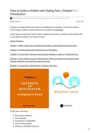 How to build a Chatbot with Google's Dialogflow | PDF