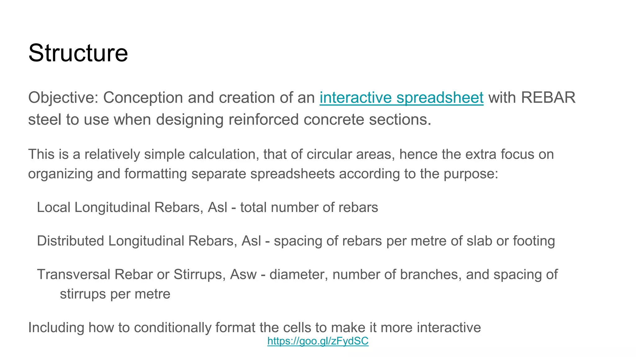 How to build a concrete reinforcement rebar area spreadsheet | PPTX