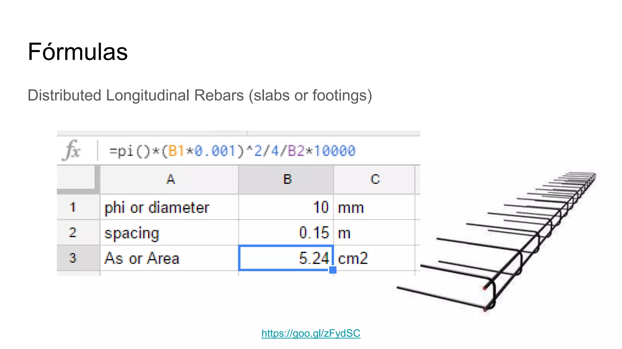 How to build a concrete reinforcement rebar area spreadsheet | PPTX