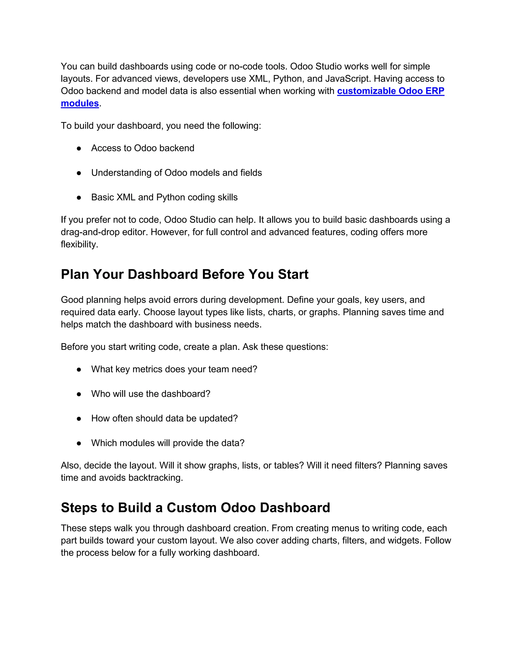 A Comprehensive Guide to Building Custom Odoo Dashboards | PDF