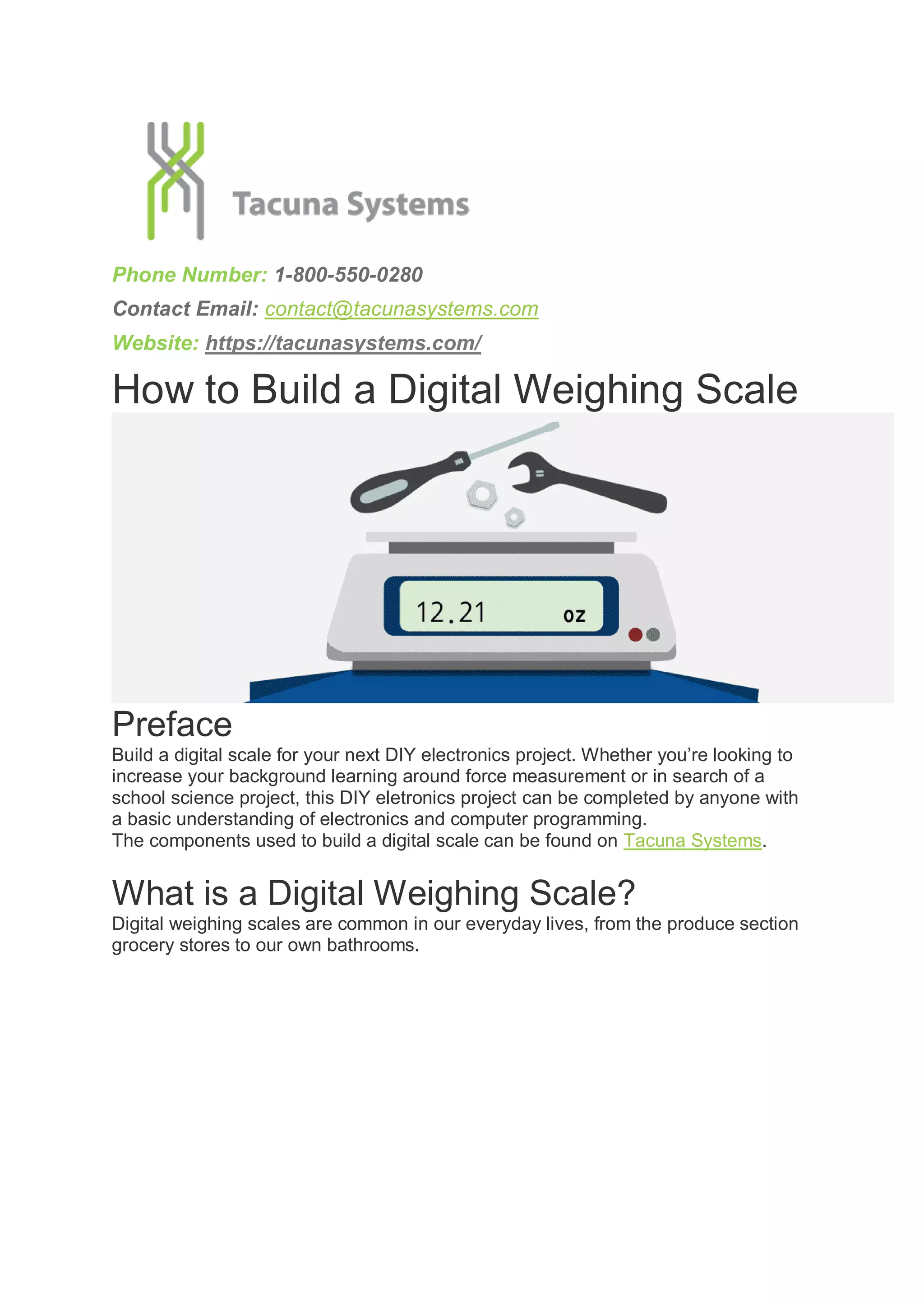 How to Build a Digital Weighing Scale | PDF