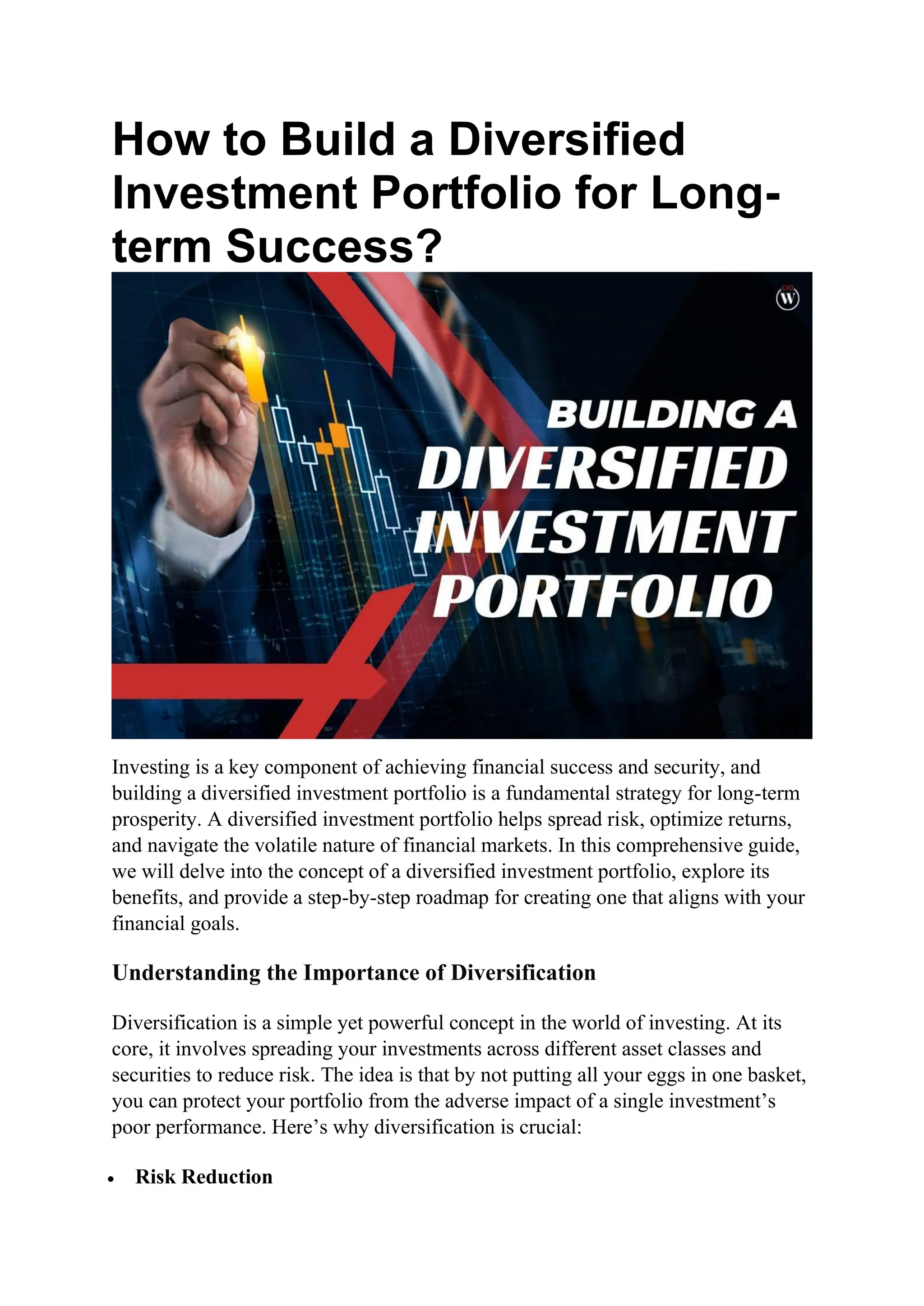 How to Build a Diversified Investment Portfolio for Long.pdf | Stocks ...