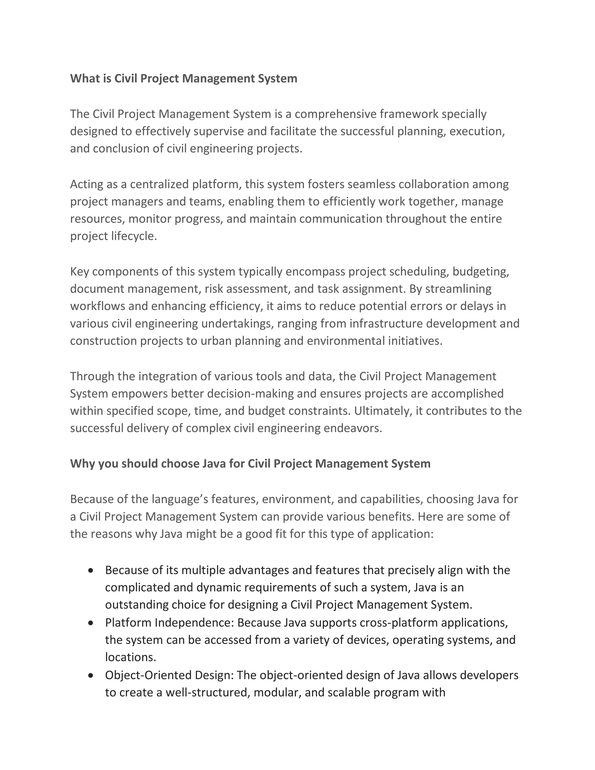 How To Build a Dynamic Civil Project Management System Using Java | PDF