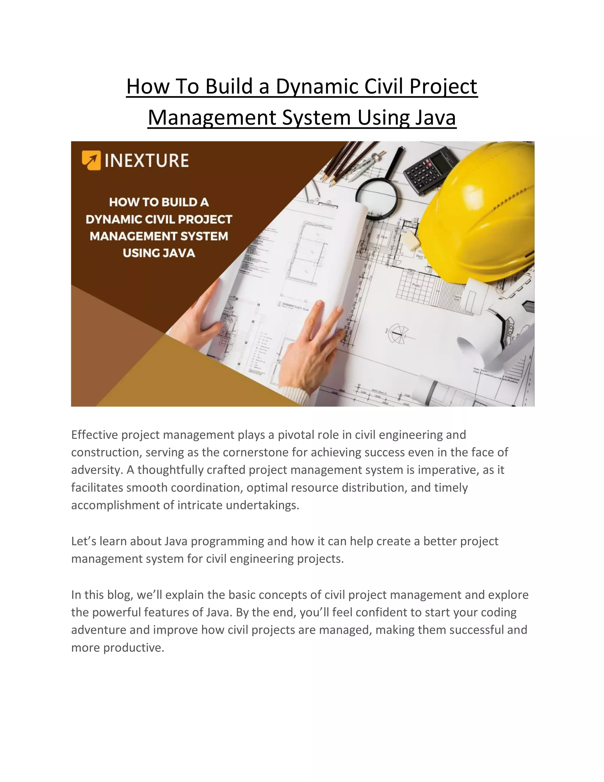 How To Build a Dynamic Civil Project Management System Using Java | PDF