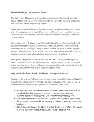 How To Build a Dynamic Civil Project Management System Using Java | PDF