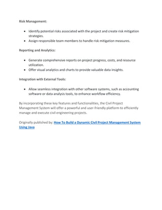 How To Build a Dynamic Civil Project Management System Using Java | PDF