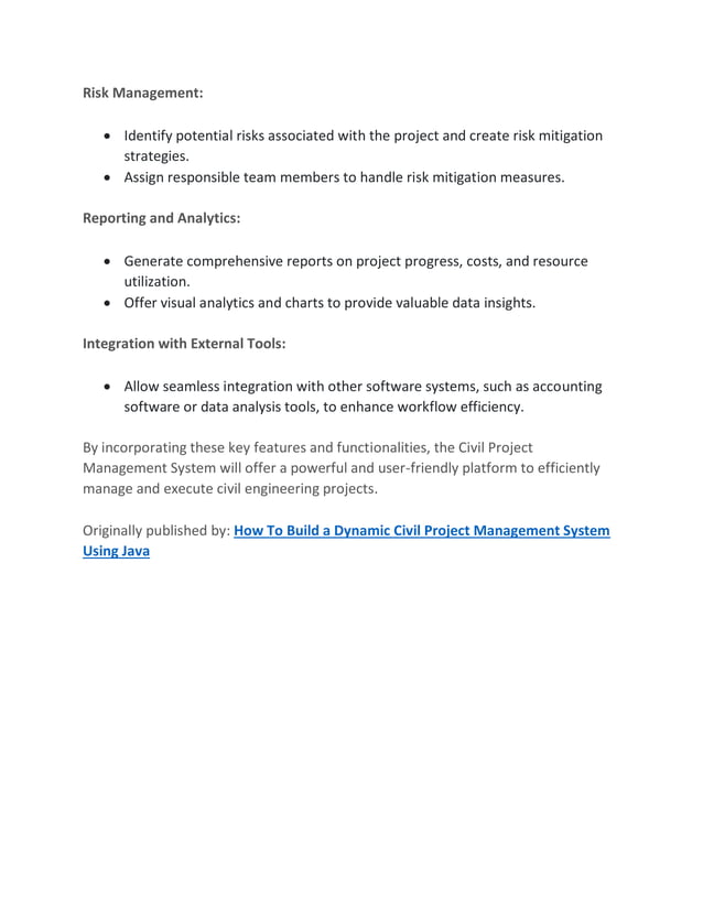 How To Build a Dynamic Civil Project Management System Using Java | PDF