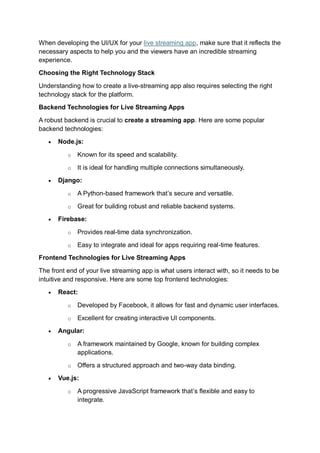 Learn how to build a live streaming app. | PDF