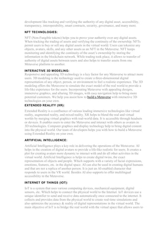 Develop Metaverse | DOC | 3-D Graphics | Computer Software and Applications