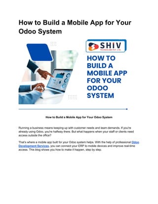 Creating an Odoo Mobile App: Step‑by‑Step Guide | PDF