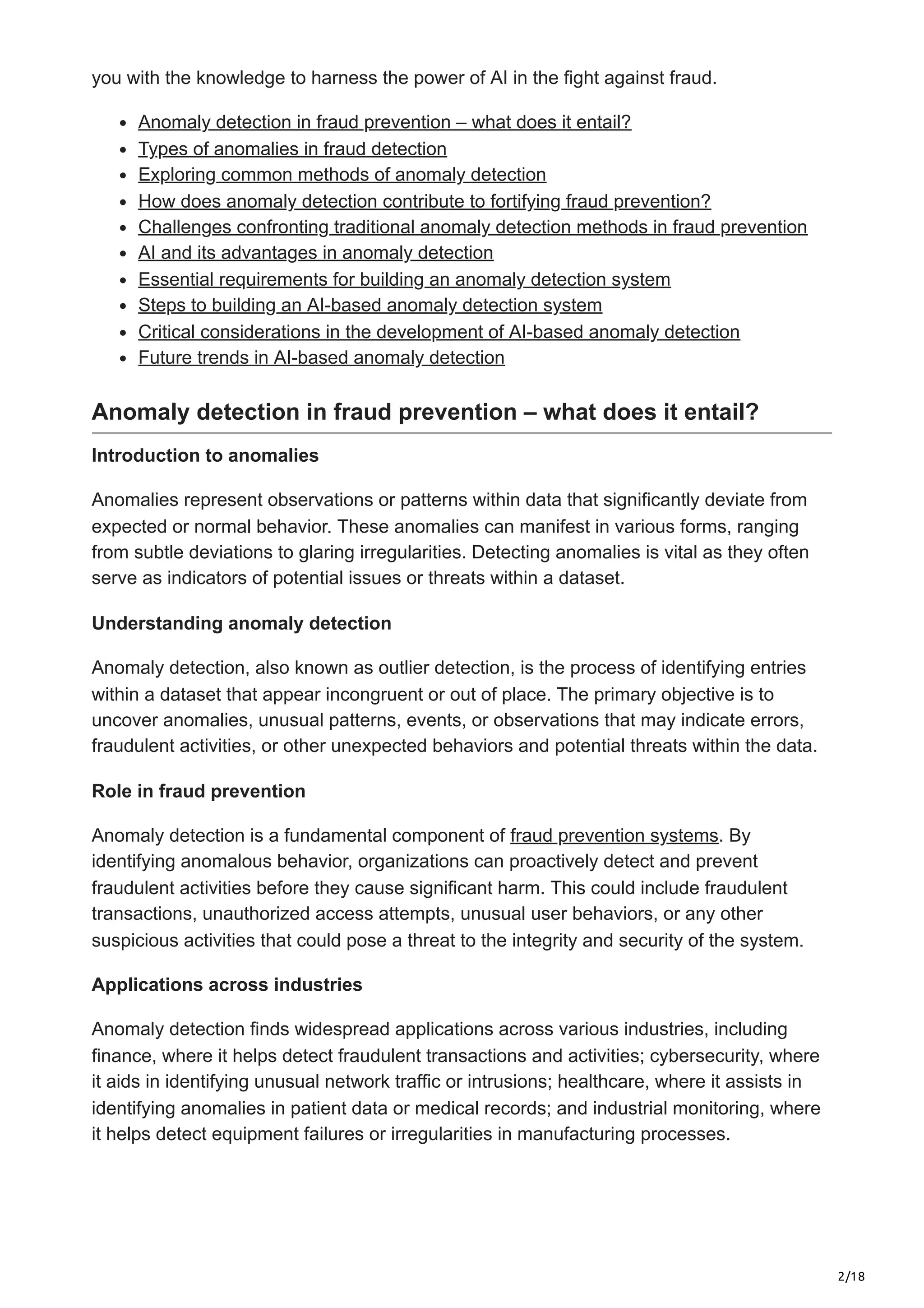 How To Build An Ai Based Anomaly Detection System For Fraud Prevention Pdf
