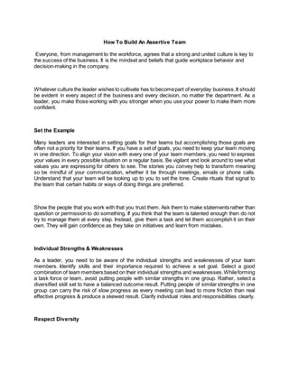 How To Build An Assertive Team by Prakash Rana | DOCX