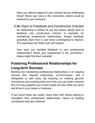 How to Build and Maintain Professional Relationships for Long-Term ...