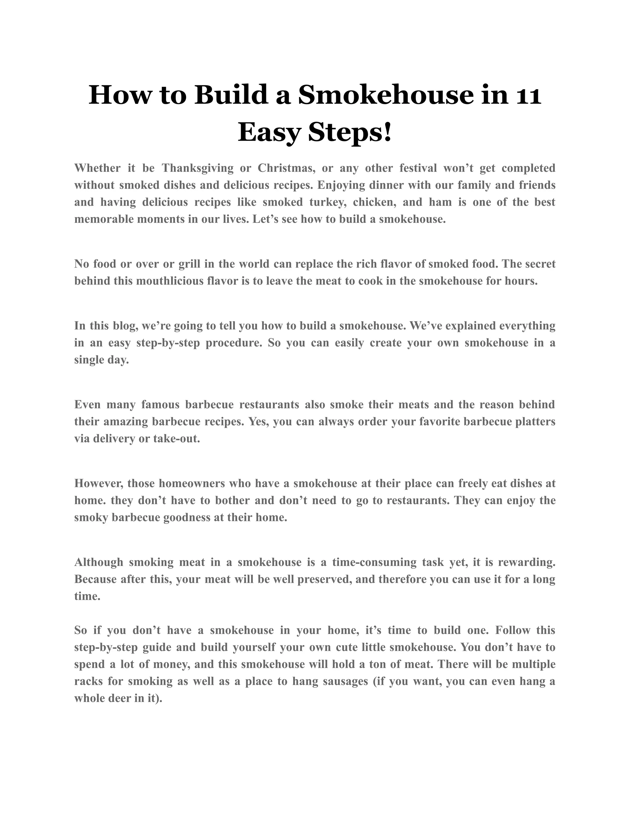 How to build a smokehouse in 11 easy steps! | PDF