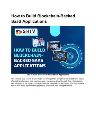 Step‑by‑Step: Blockchain‑Enabled SaaS Application | PDF