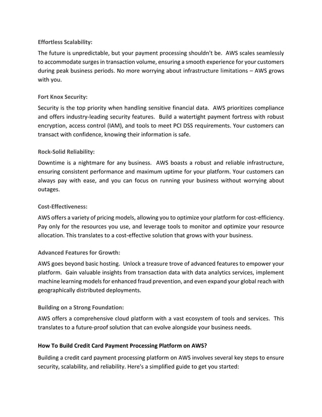 How To Build Credit Card Payment Processing Platform on AWS? | PDF