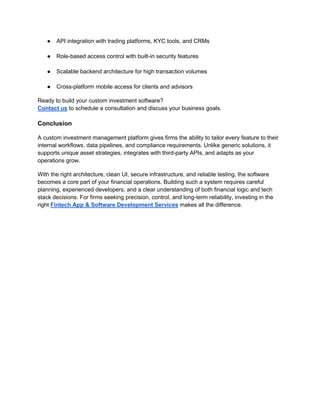 Custom Investment Software: Key Features & Guide | PDF