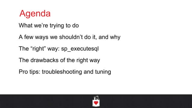 Dynamic Sql How To Build Fast Multi Parameter Stored Procedures Ppt