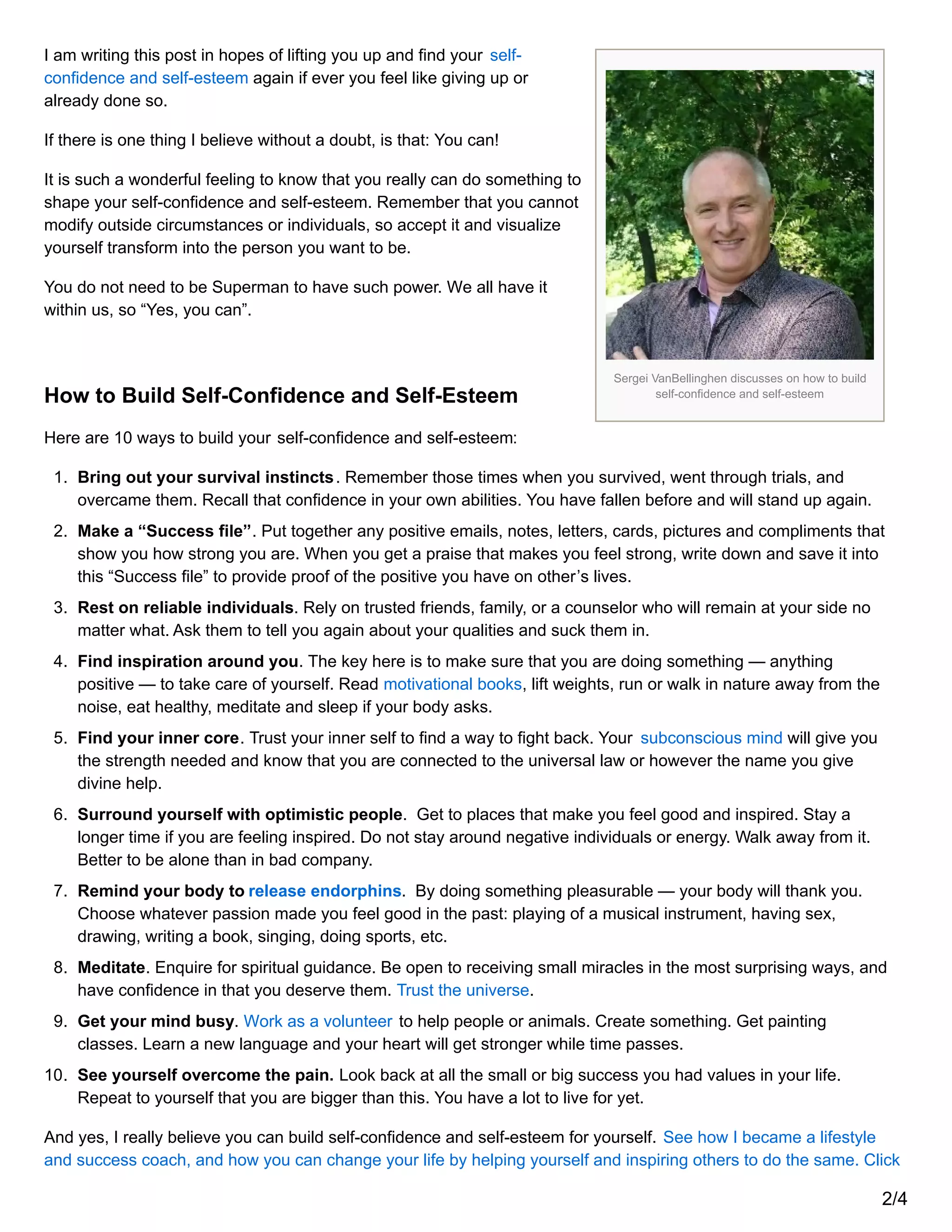 How to build self confidence and self-esteem | PDF