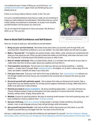 How to build self confidence and self-esteem | PDF