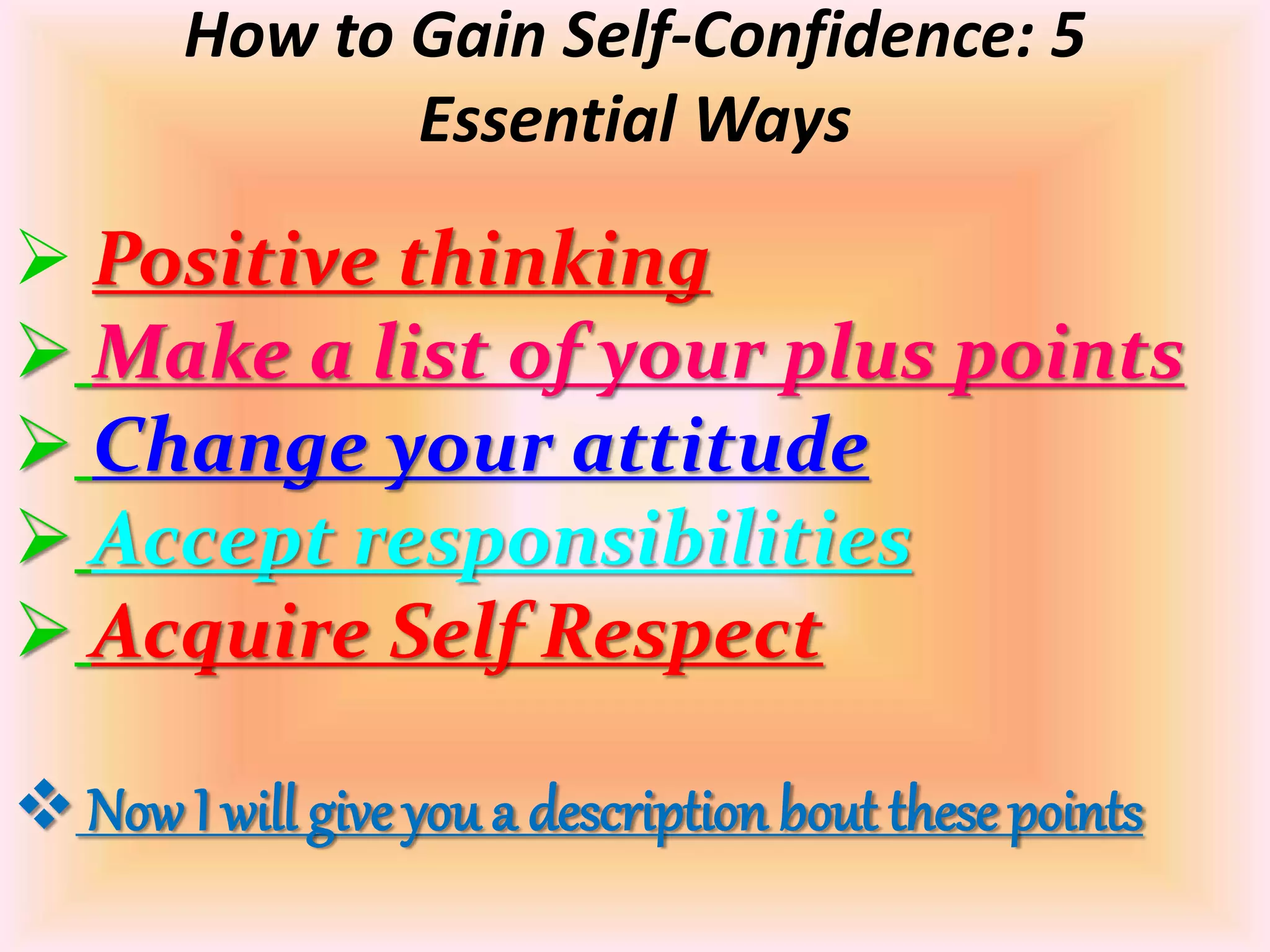 How to build self confidence and esteem life skills ppt | PPTX