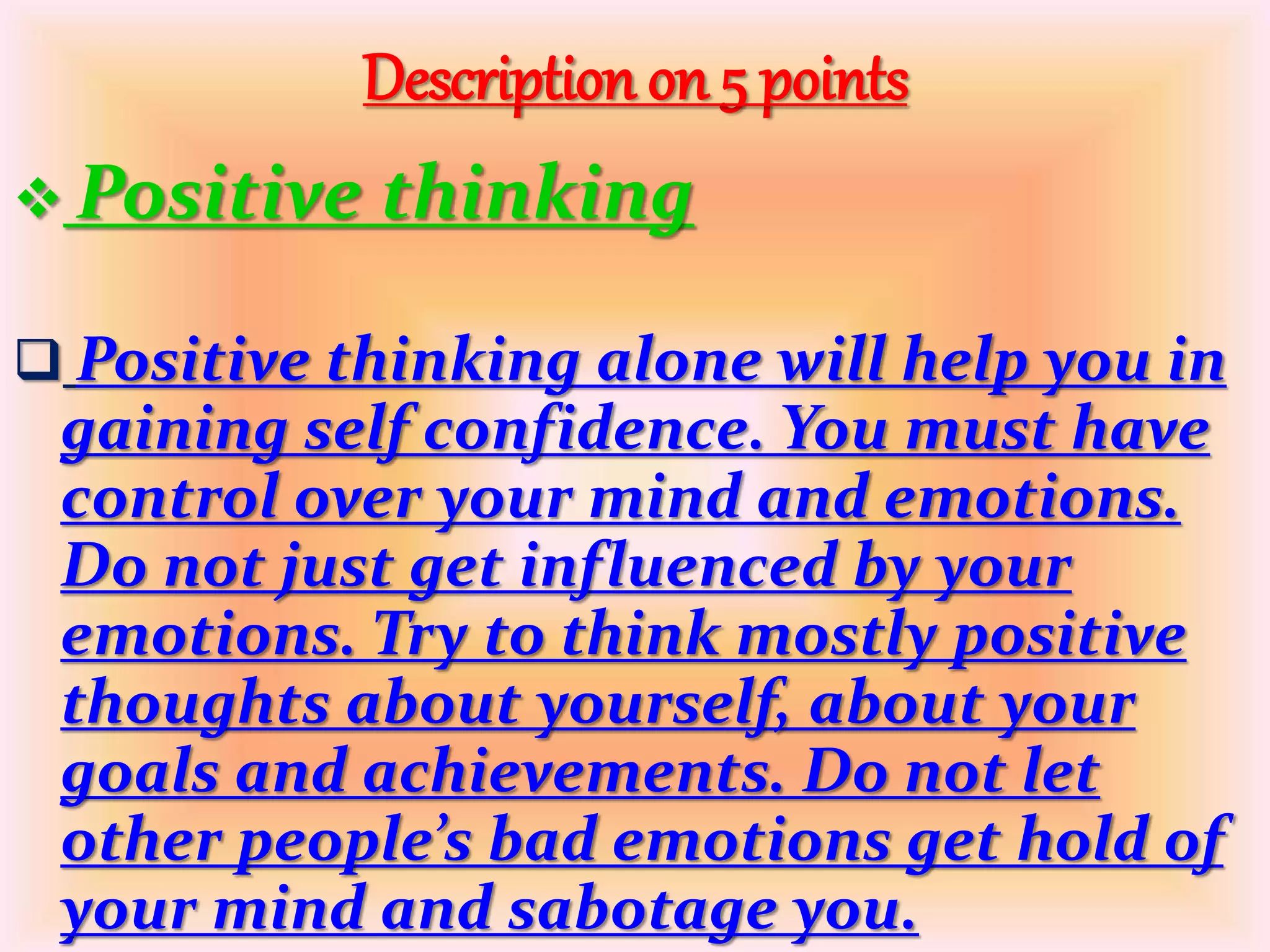 How to build self confidence and esteem life skills ppt | PPTX