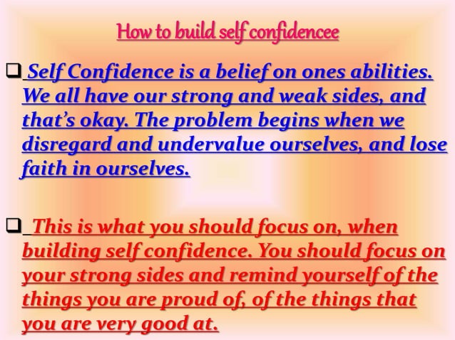 How to build self confidence and esteem life skills ppt | PPT