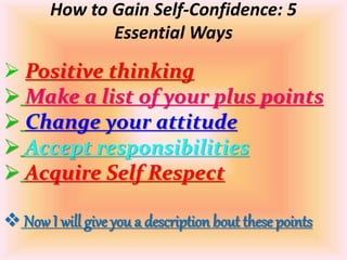 How to build self confidence and esteem life skills ppt | PPTX
