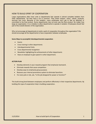 How to build spirit of cooperation | PDF