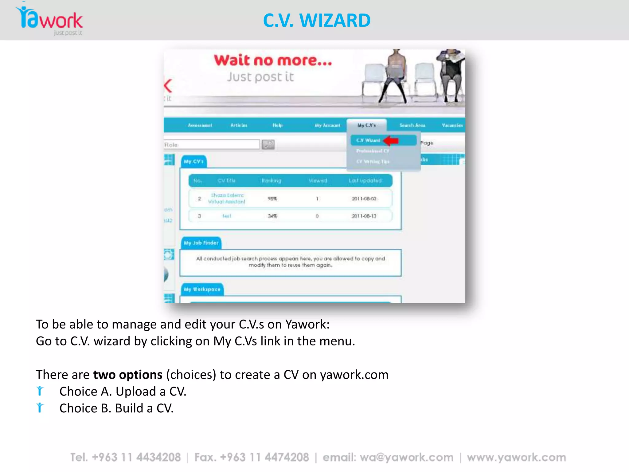 How to Build a CV on yawork.com