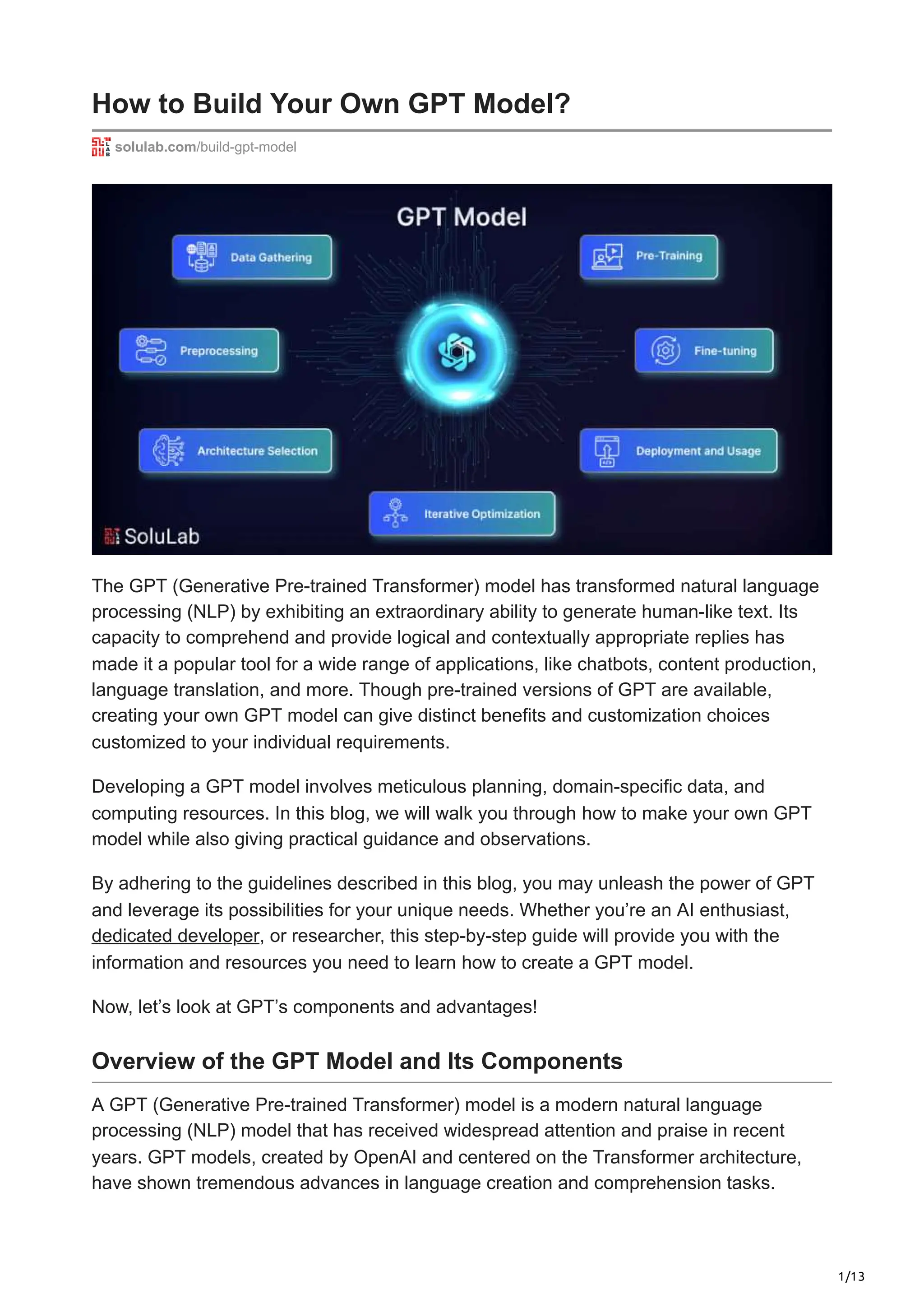 How to Build Your Own GPT Model - SoluLab | PDF