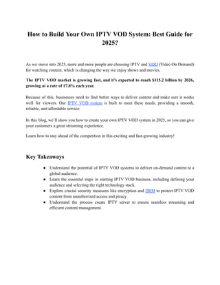 How to Build Your Own IPTV VOD System: Best Guide for 2025? | PDF