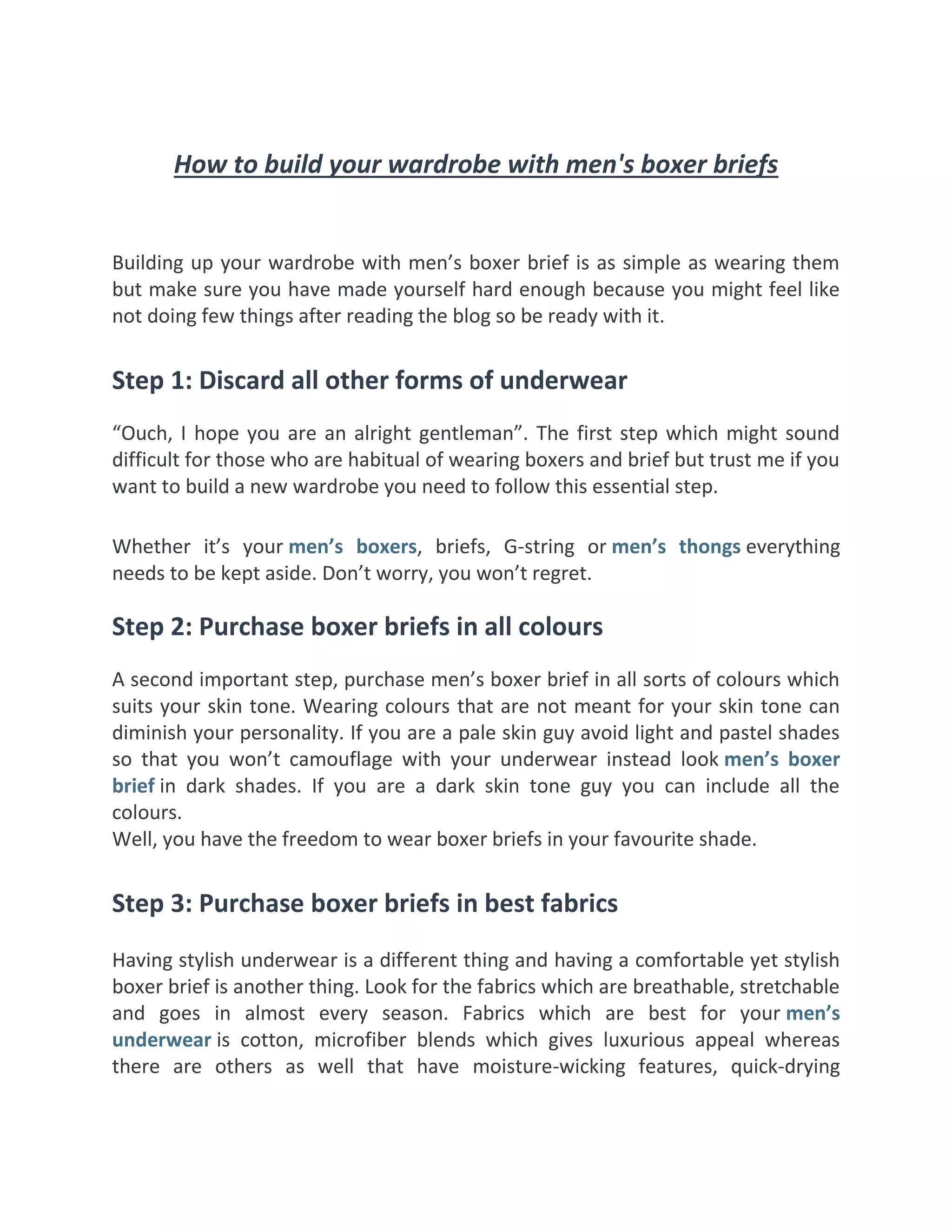 How to build your wardrobe with men's boxer briefs | PDF