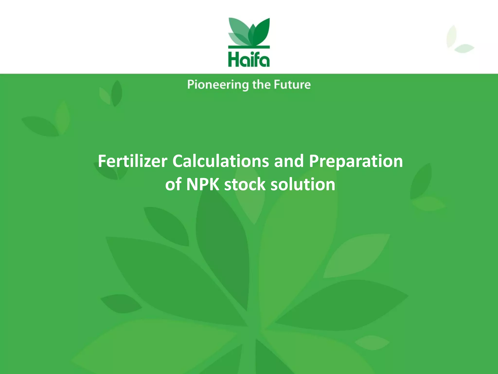 How to calculate fertilizers | PDF
