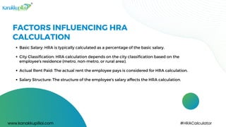 How to Calculate House Rent Allowance (HRA) in Salary? | PDF