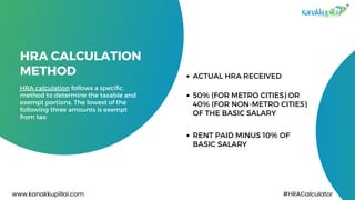 How to Calculate House Rent Allowance (HRA) in Salary? | PDF