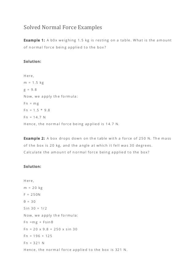 How To Calculate Normal Force Pdf
