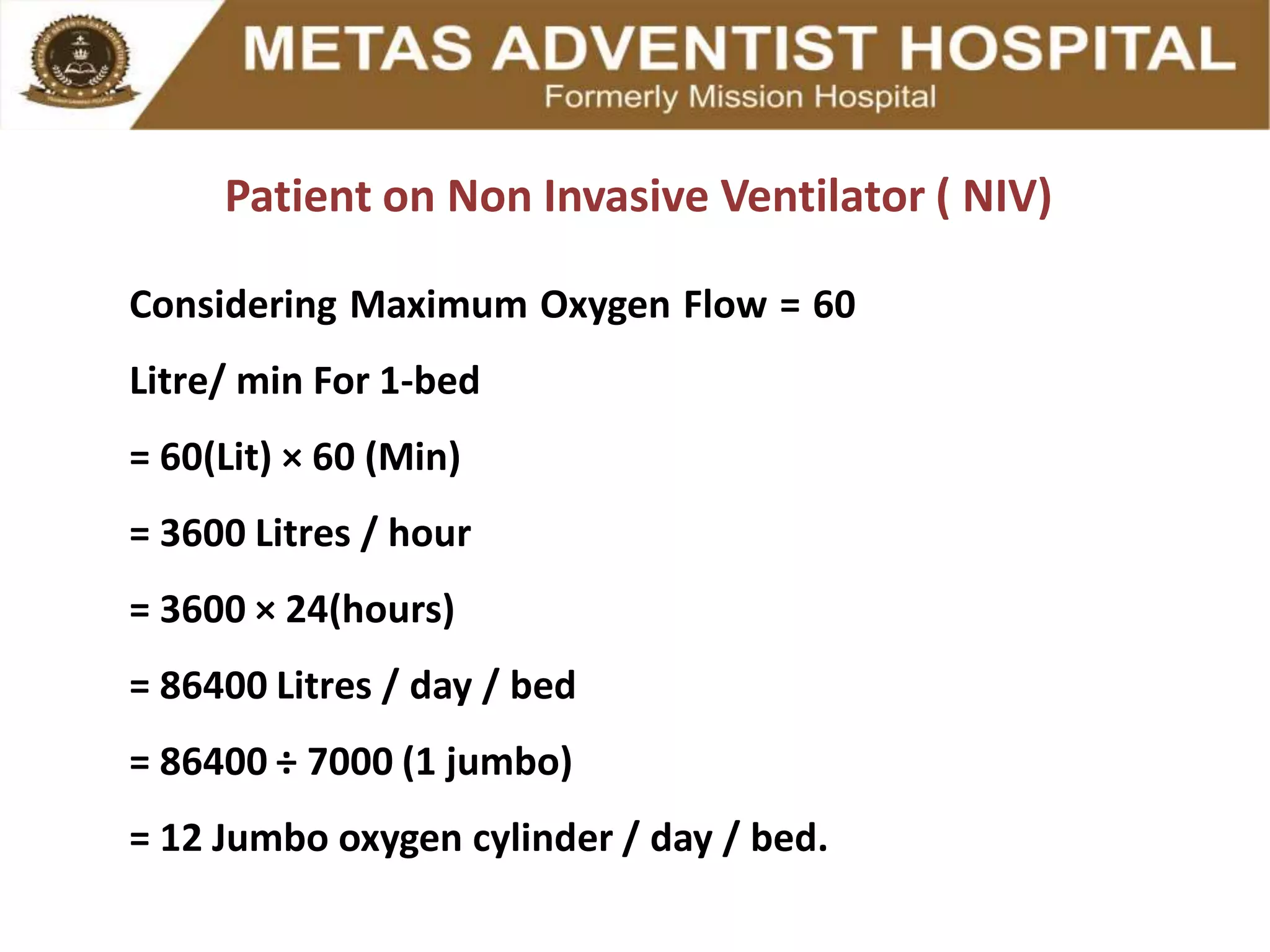 How to Calculate Oxygen Requirement in a Hospital Ward, ICU Ventilator ...