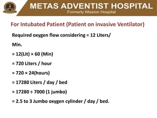 How to Calculate Oxygen Requirement in a Hospital Ward, ICU Ventilator ...