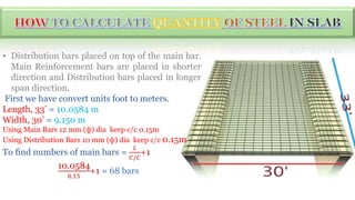 How to calculate quantity of steel in slab | PDF