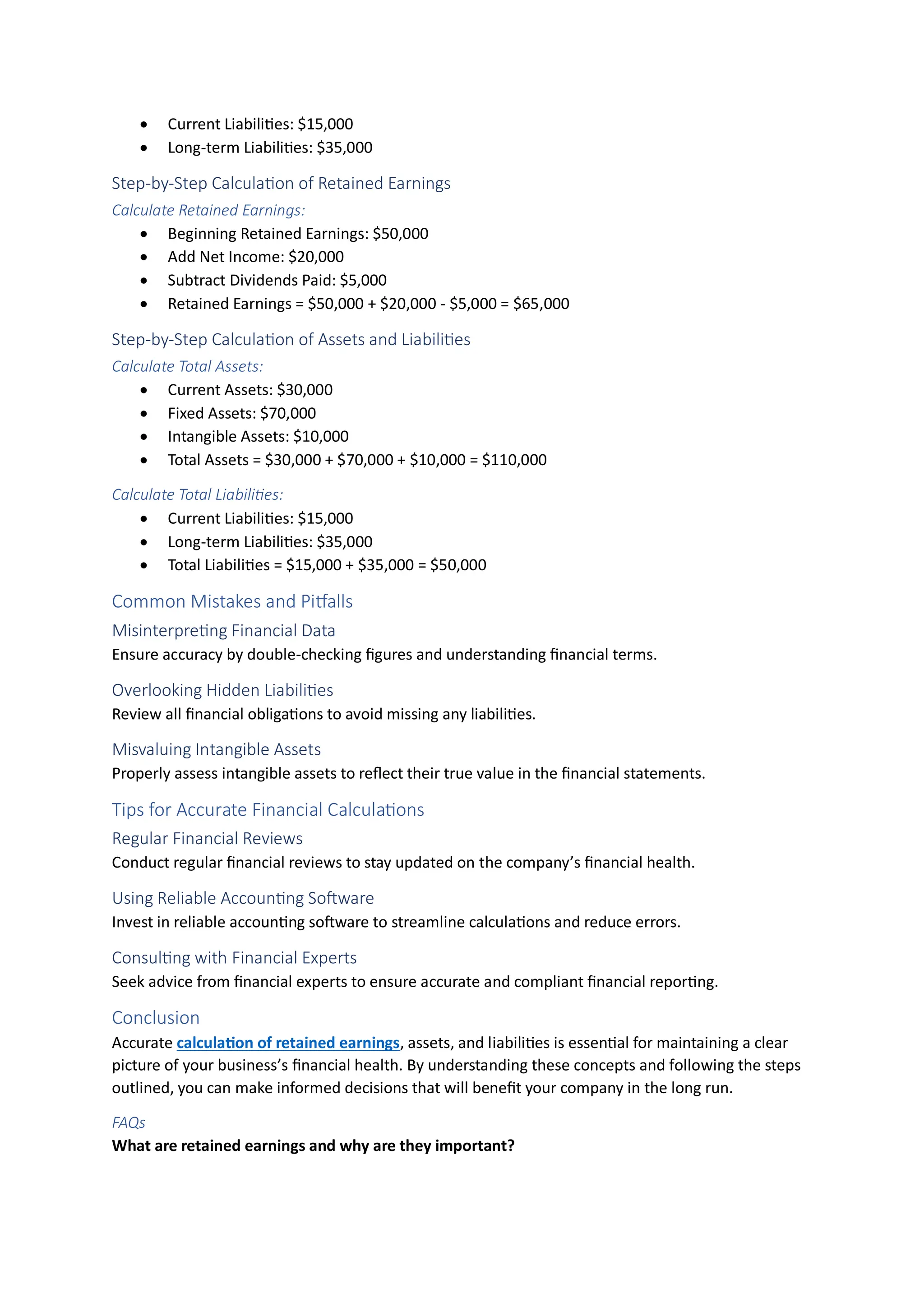 How to Calculate Retained Earnings Assets and Liabilities | PDF | Free ...