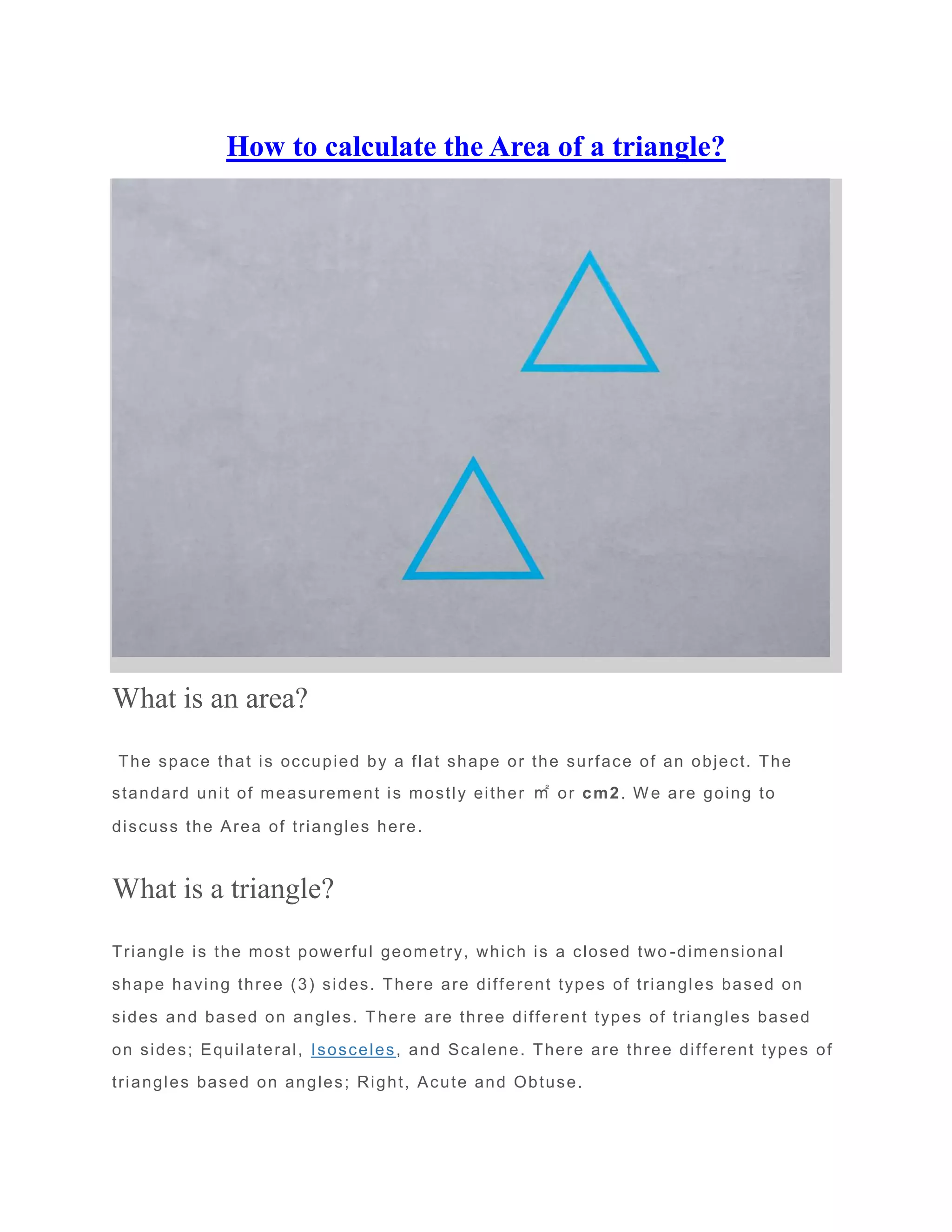 How to calculate the area of a triangle | PDF