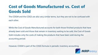 How to calculate the cost of goods manufactured (COGM)? | PPT