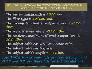 How to calculate the loss budget for a plant fiber optic cable plant | PDF
