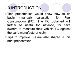 How to calculate your Fuel Consumption (FC) | PDF