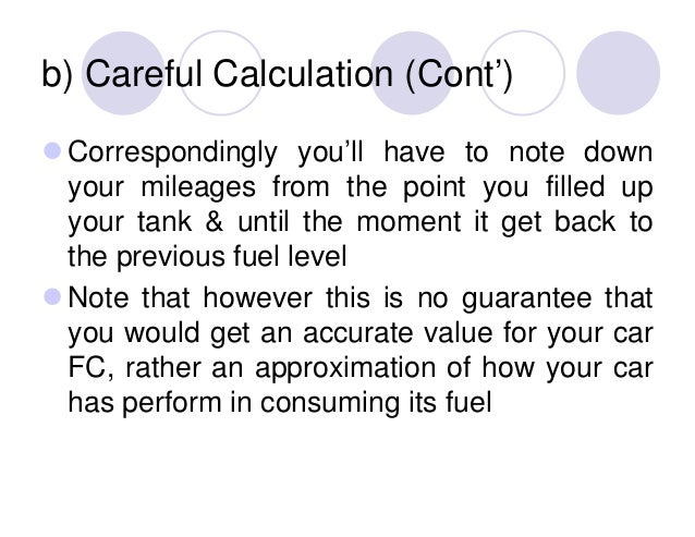 How to calculate your Fuel Consumption (FC)