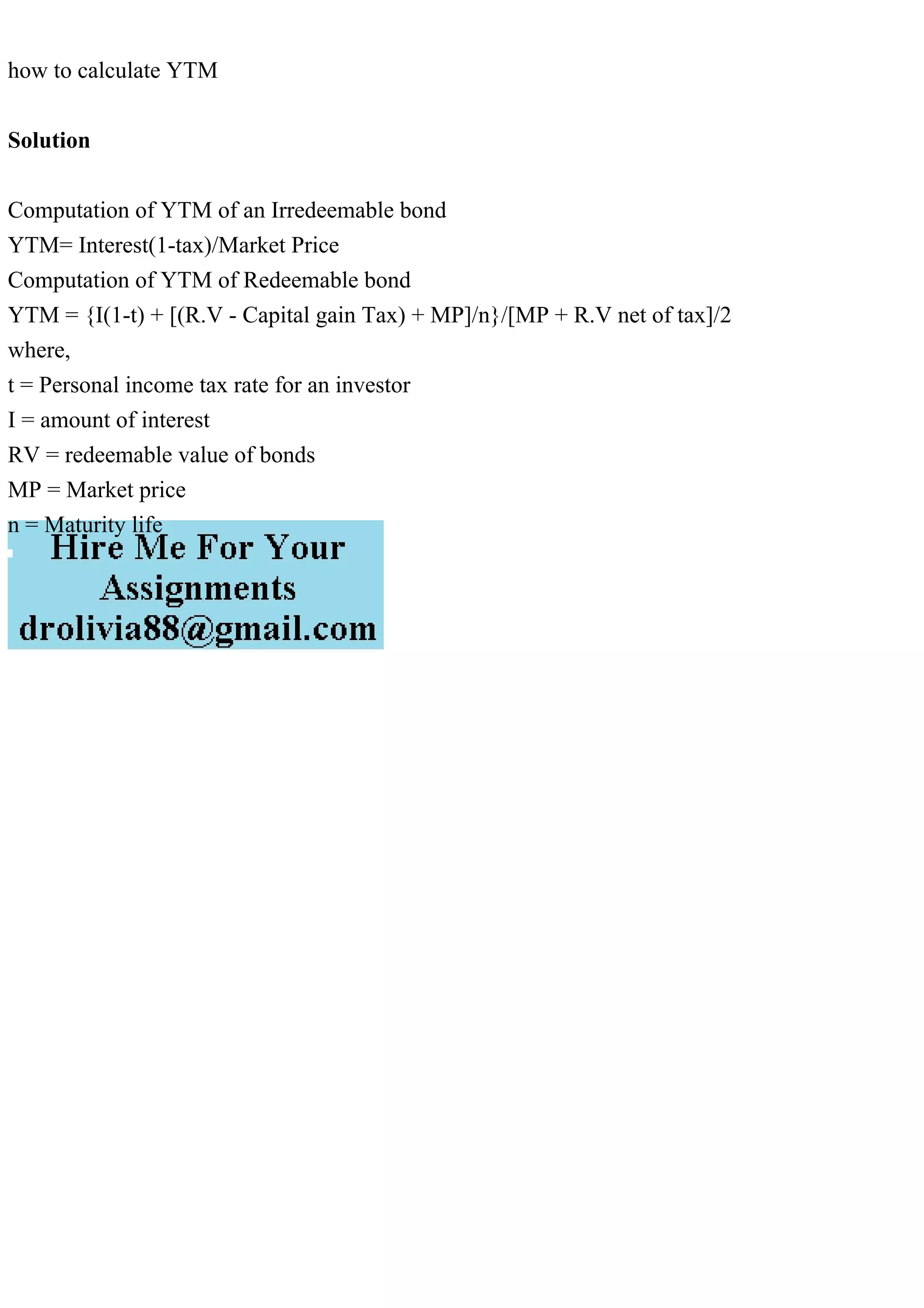 how to calculate YTMSolutionComputation of YTM of an Irredeema.pdf