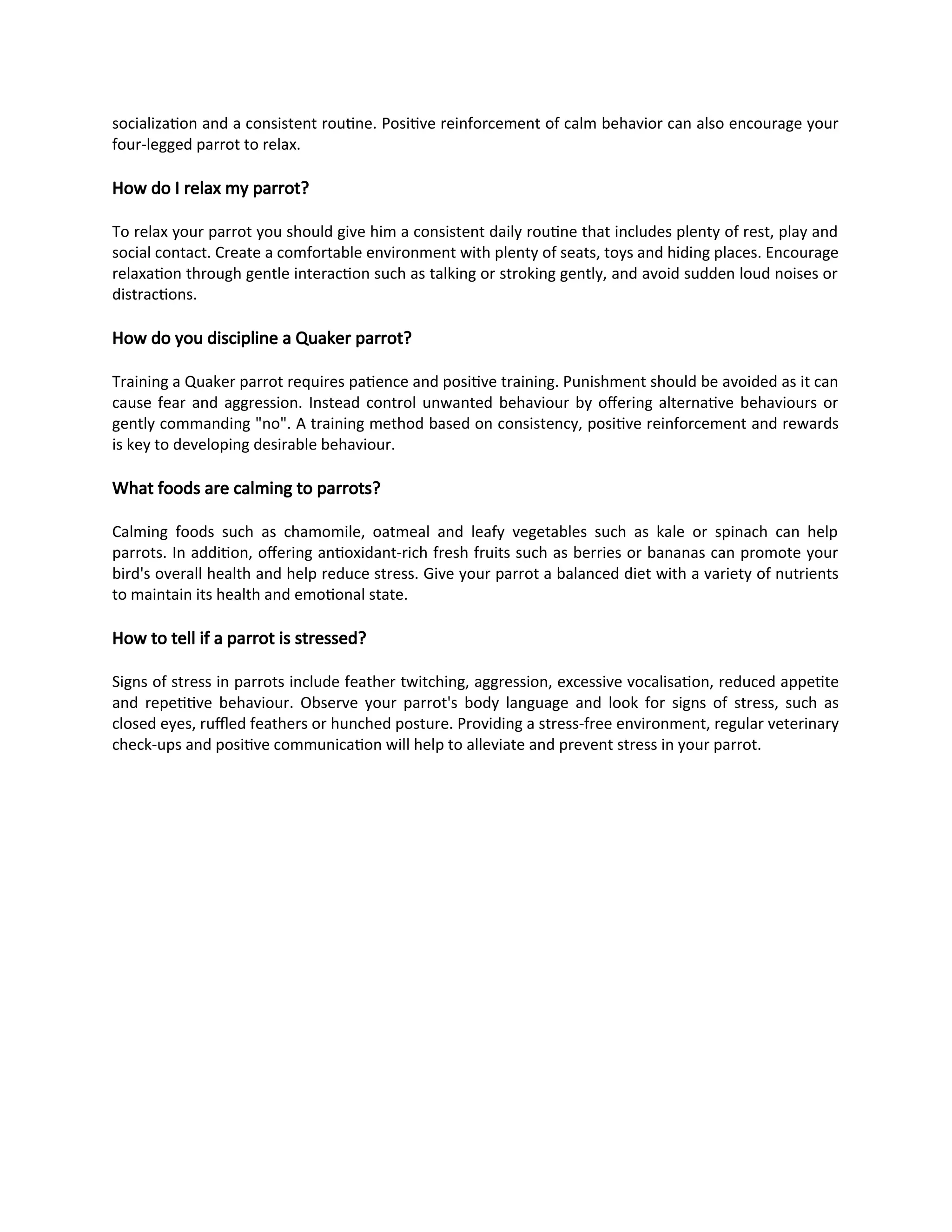 How to Calm Blue Quaker Parrot: Understanding the Behavior | DOCX